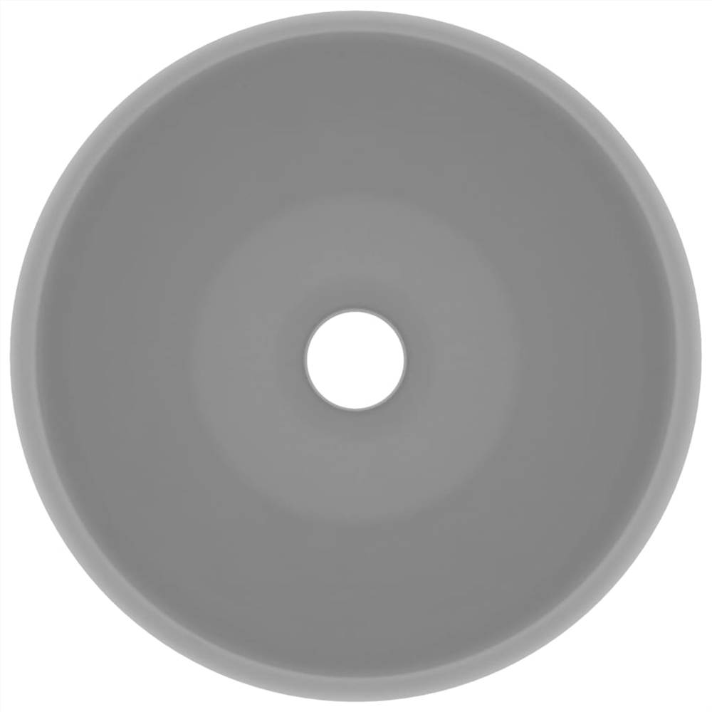 Luxury Wash Basin Round Matt Light Grey 40x15 cm Ceramic