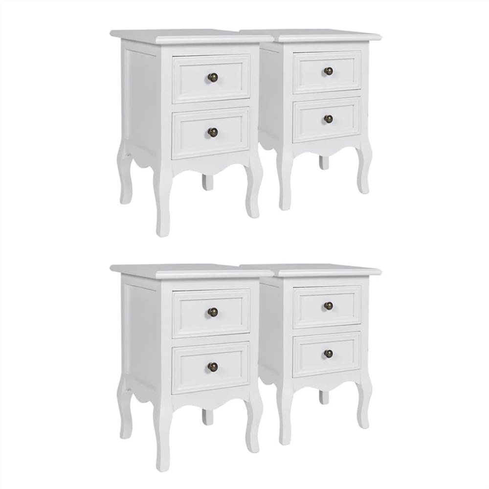 Nightstands 4 pcs with 2 Drawers MDF White