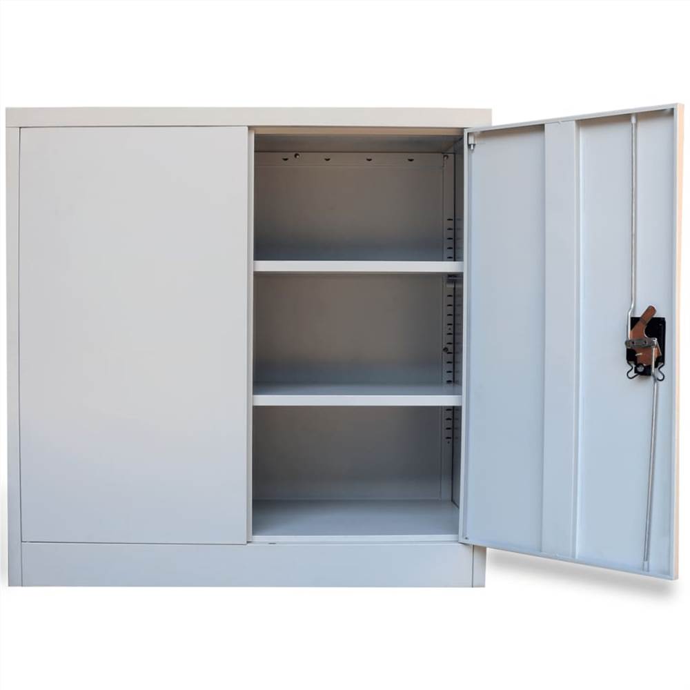 Office Cabinet with 2 Doors Grey 90 cm Steel