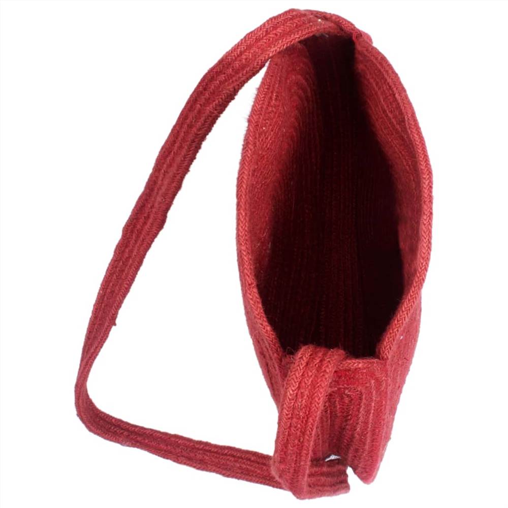 Round Shoulder Bag Rust Red Handmade Jute