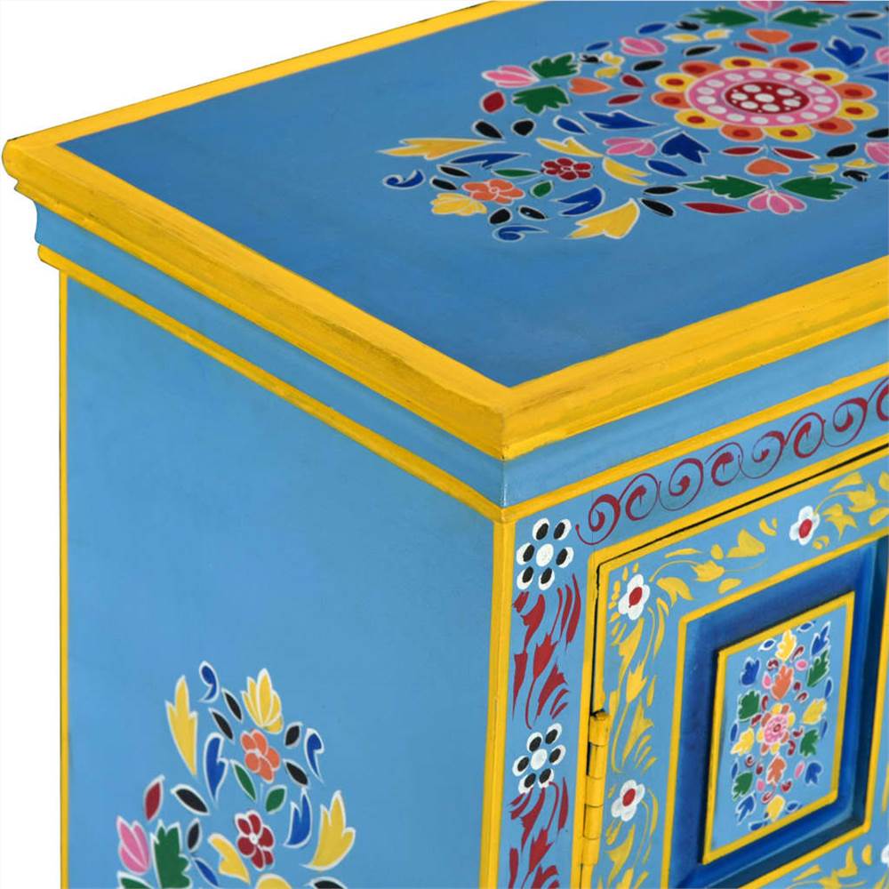 Sideboard Solid Mango Wood Turquoise Hand Painted