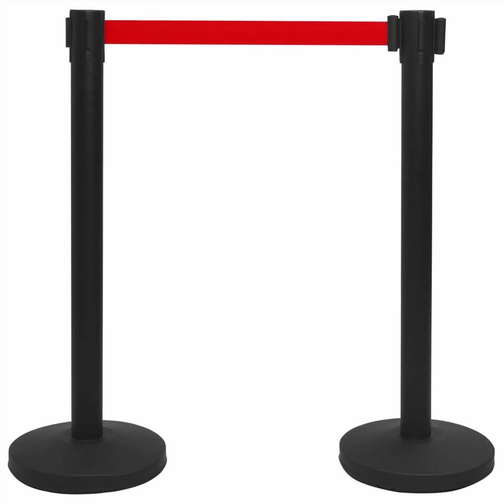 Stanchion with Belt Airport Barrier Steel Black
