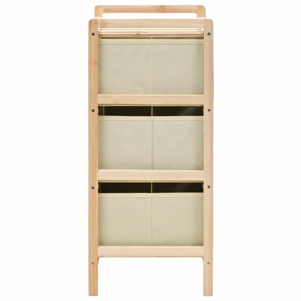 Storage Rack with 3 Nonwoven Baskets Cedar Wood Beige