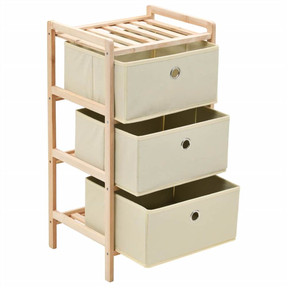Storage Rack with 3 Nonwoven Baskets Cedar Wood Beige