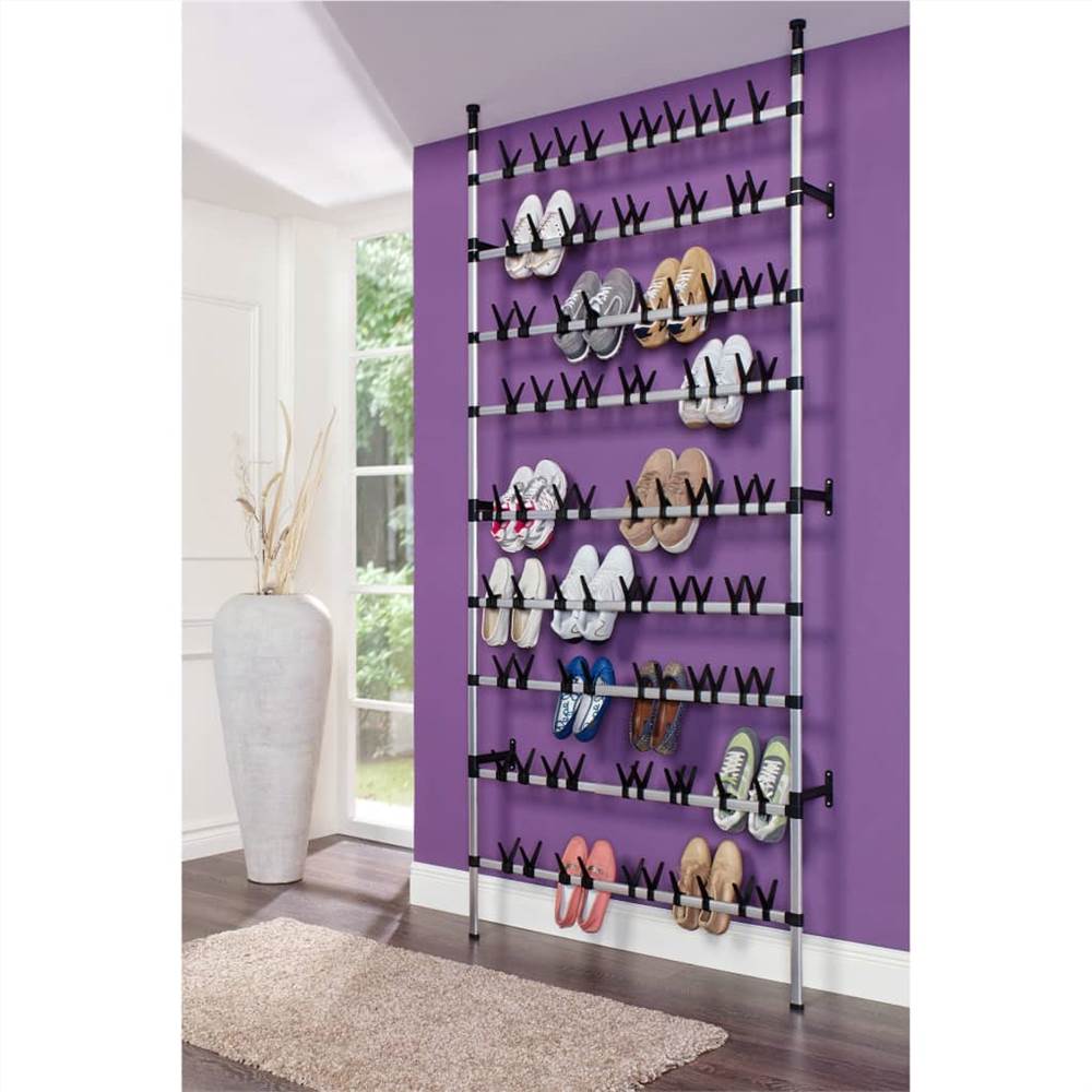 Telescopic Shoe Rack with Rods Aluminium