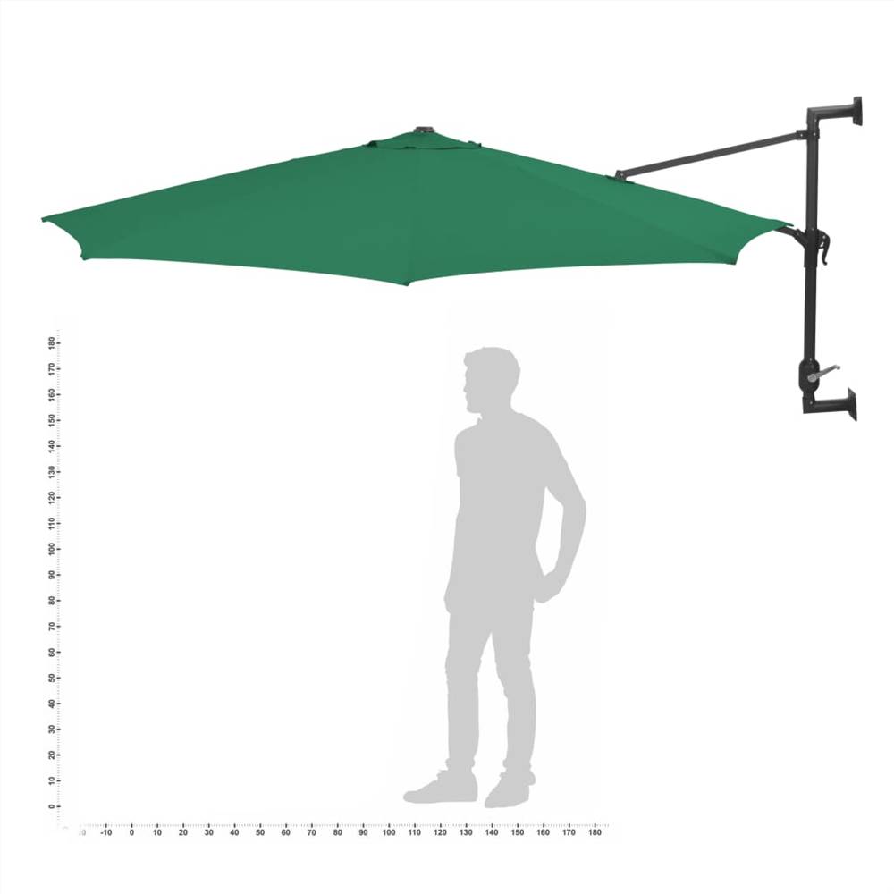 Wall-Mounted Parasol with Metal Pole 300 cm Green