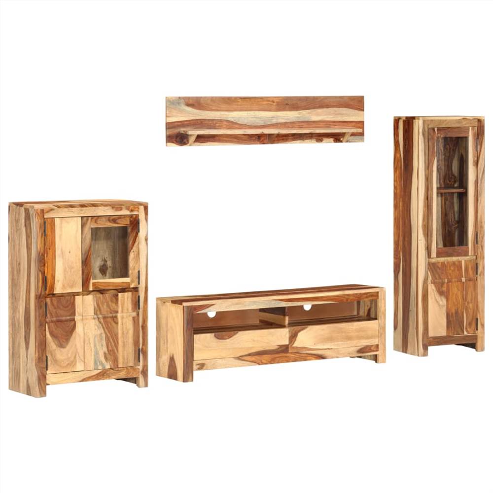 4 Piece TV Unit Set Solid Sheesham Wood