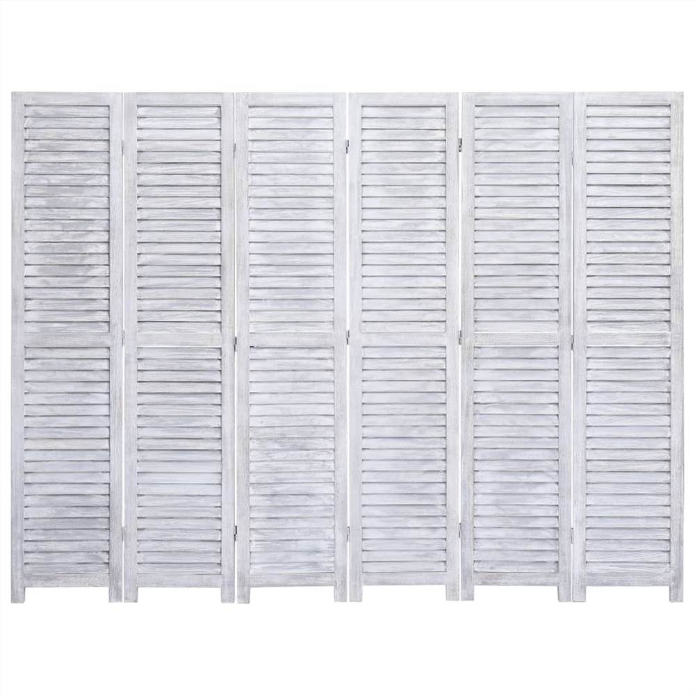 6-Panel Room Divider Grey 210x165 cm Wood