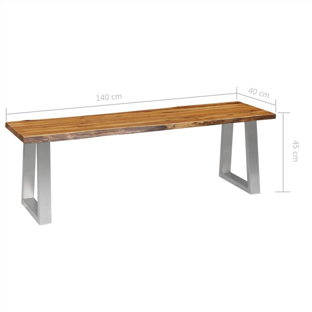 Bench 140 cm Solid Acacia Wood and Stainless Steel