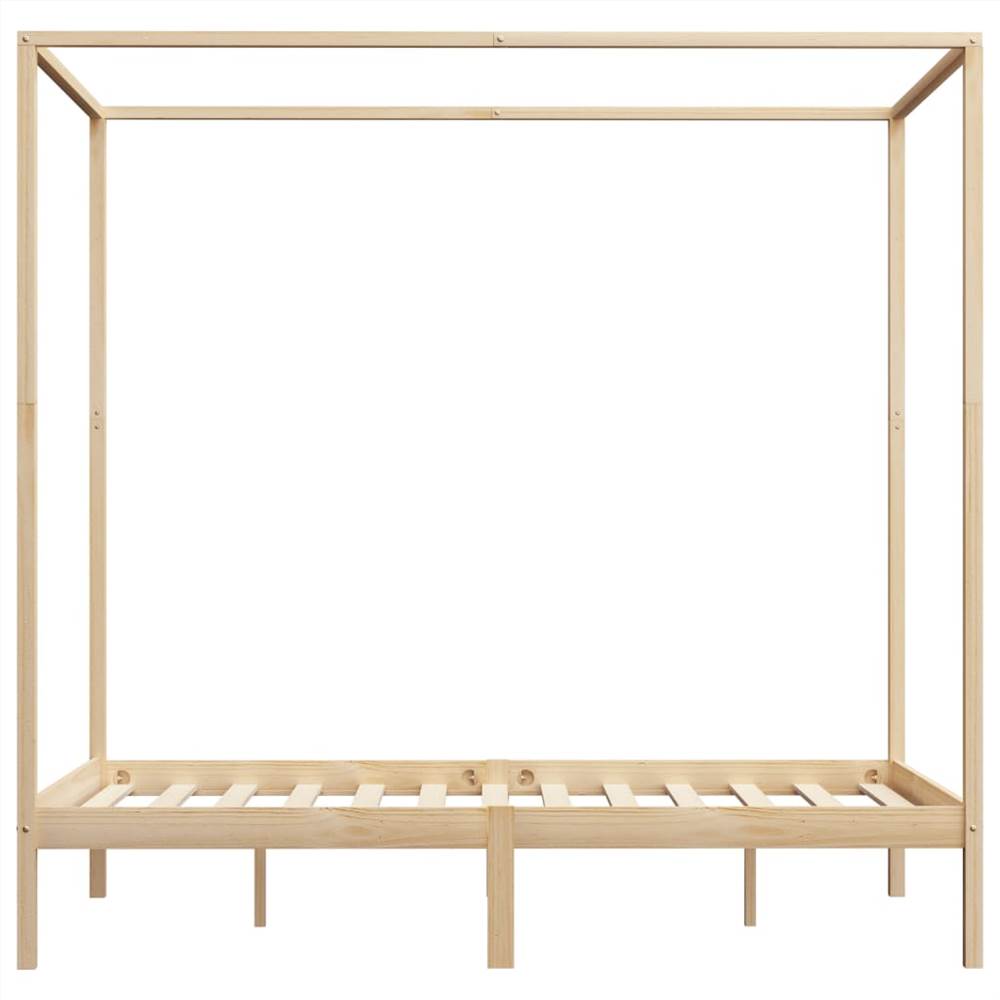 Canopy Bed Frame Solid Pine Wood 140x200 cm