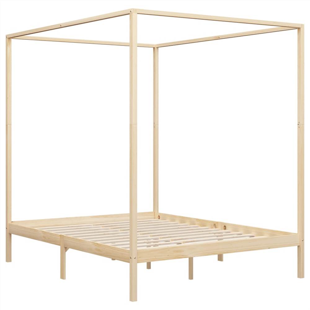 Canopy Bed Frame Solid Pine Wood 160x200 cm