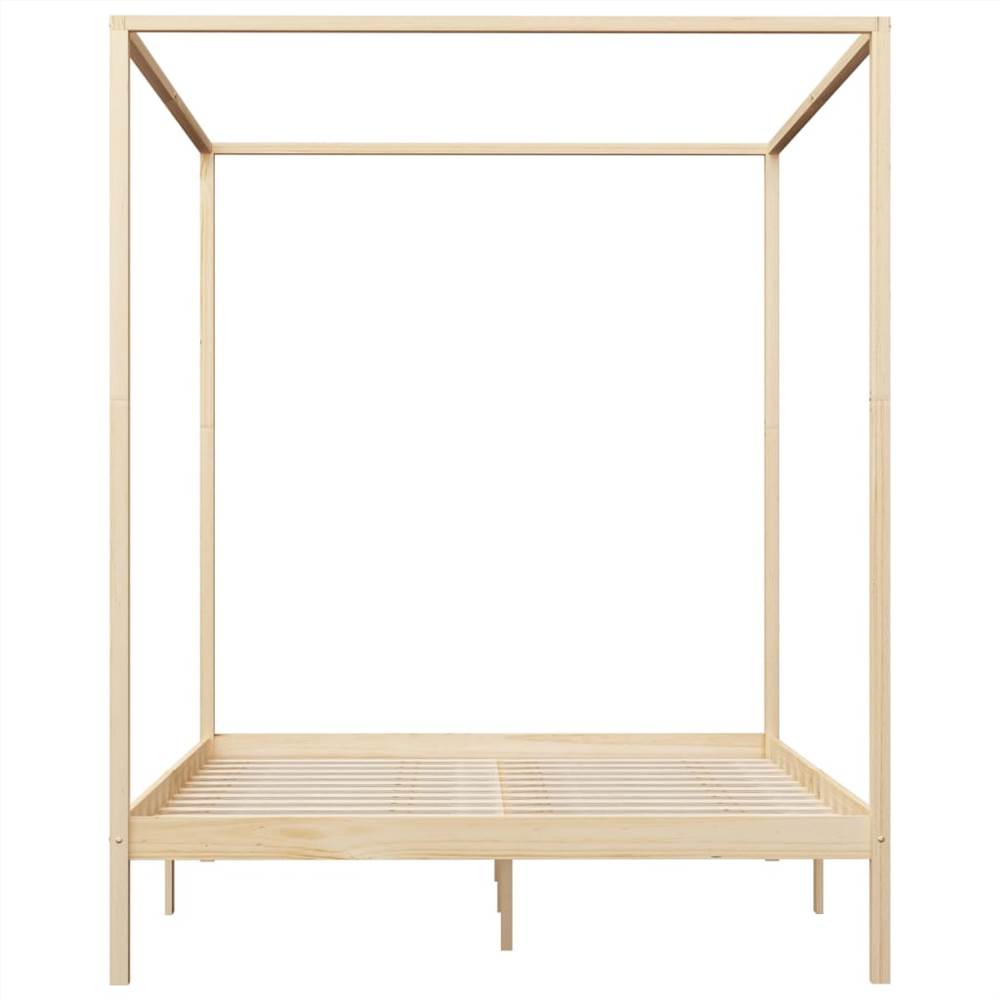 Canopy Bed Frame Solid Pine Wood 160x200 cm