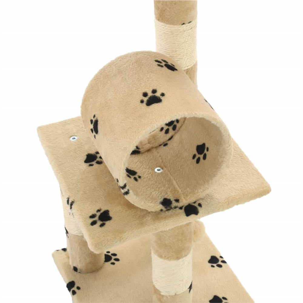 Cat Tree with Sisal Scratching Posts 65 cm Beige Paw Prints