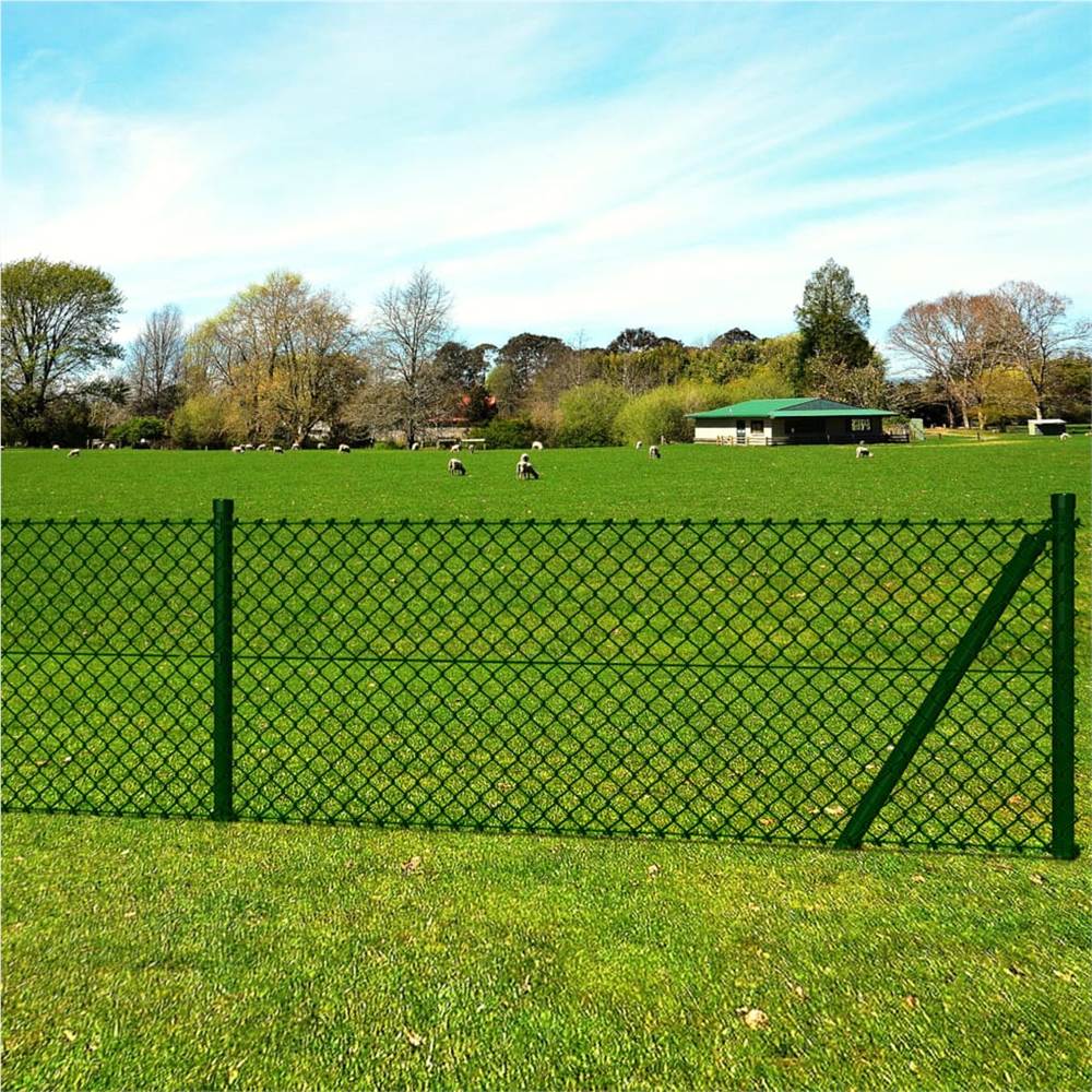 Chain Link Fence with Posts Spike Steel 1,5x15 m