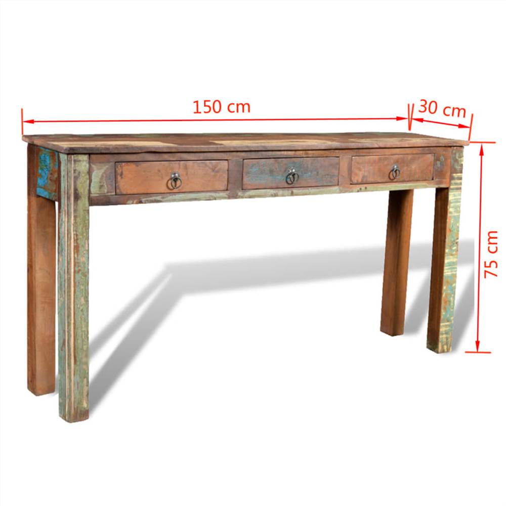 Console Table with 3 Drawers Reclaimed Wood