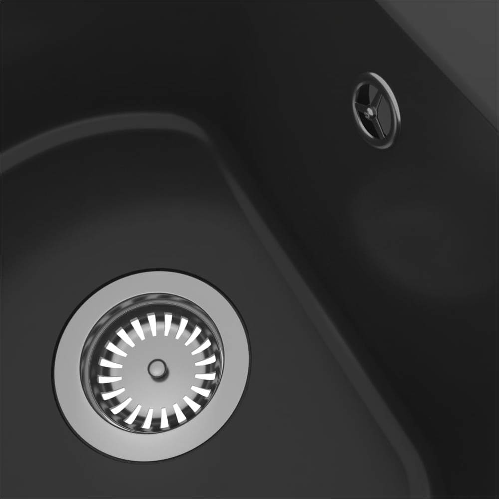 Kitchen Sink Double Basins Oval Black Granite