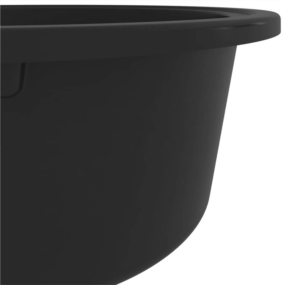 Kitchen Sink Double Basins Oval Black Granite