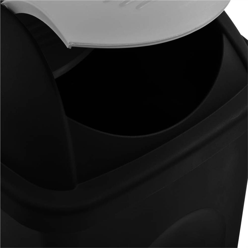Trash Bin with Swing Lid 60L Black and Silver