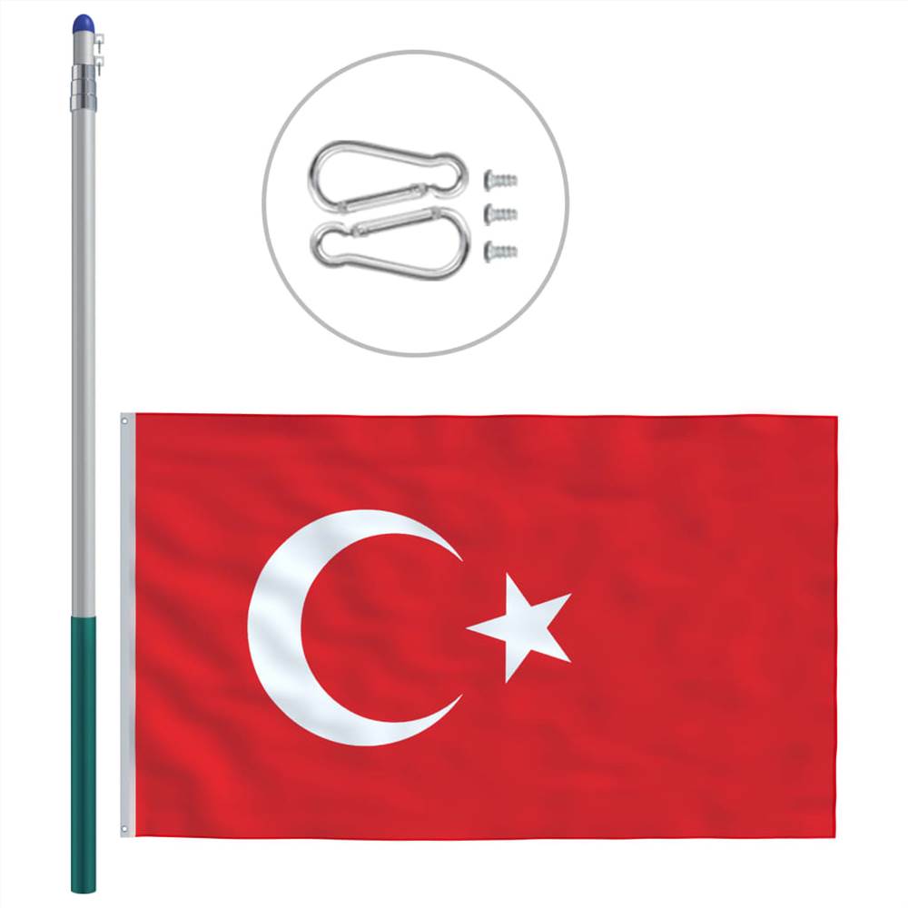 Turkey Flag and Pole Aluminium 6 m