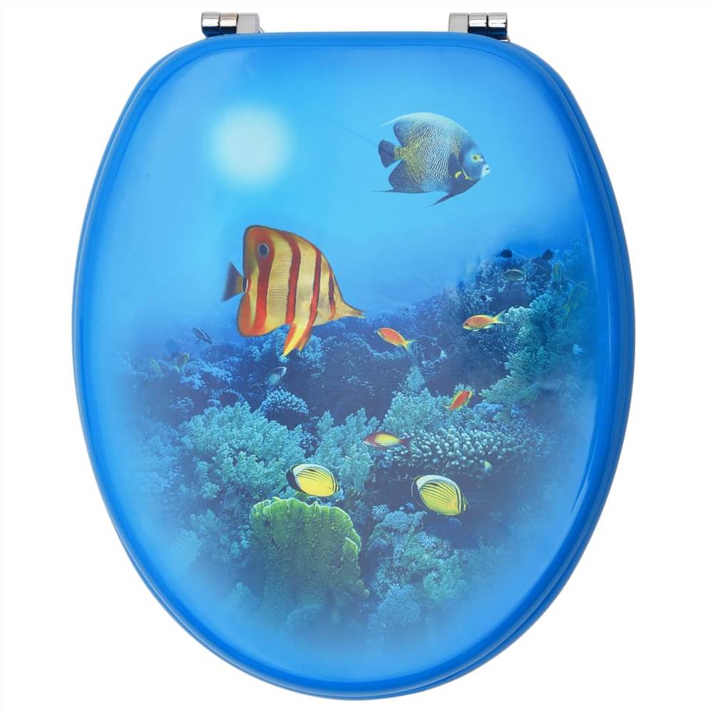 WC Toilet Seat with Lid MDF Deep Sea Design
