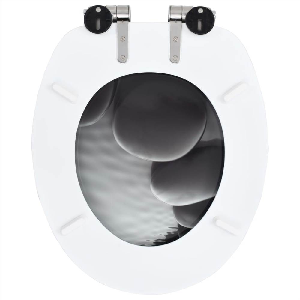 WC Toilet Seat with Soft Close Lid MDF Stones Design