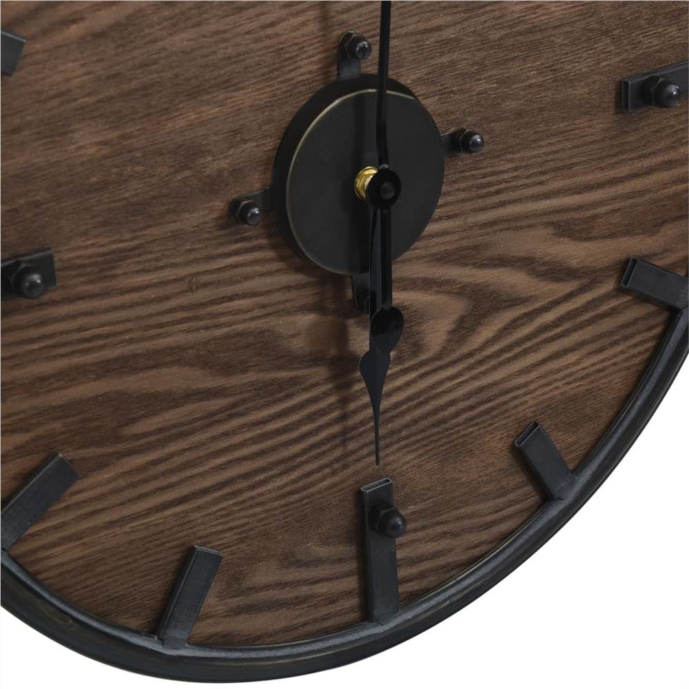 Wall Clock Brown and Black 45 cm Iron and MDF