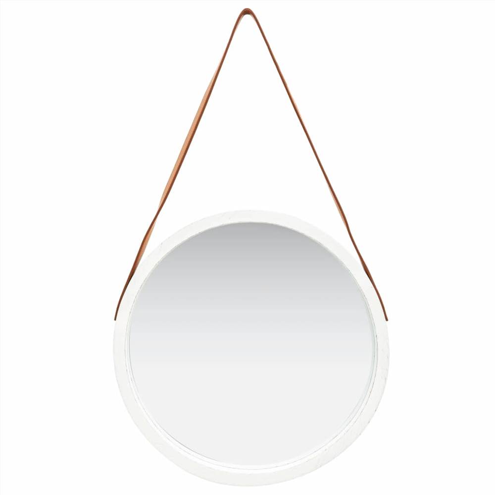 Wall Mirror with Strap 50 cm White