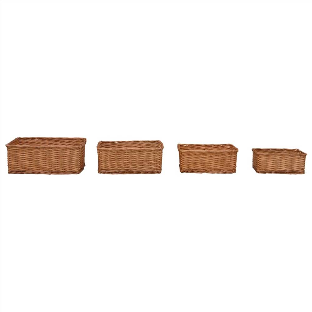 4 Piece Stackable Basket Set Brown Willow
