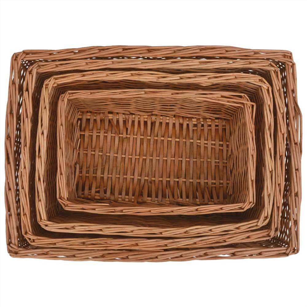 4 Piece Stackable Basket Set Brown Willow