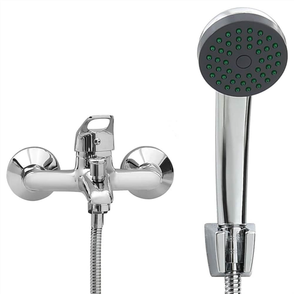 Bathtub Shower Mixer with Hand Shower and Hose Tap Set Chrome