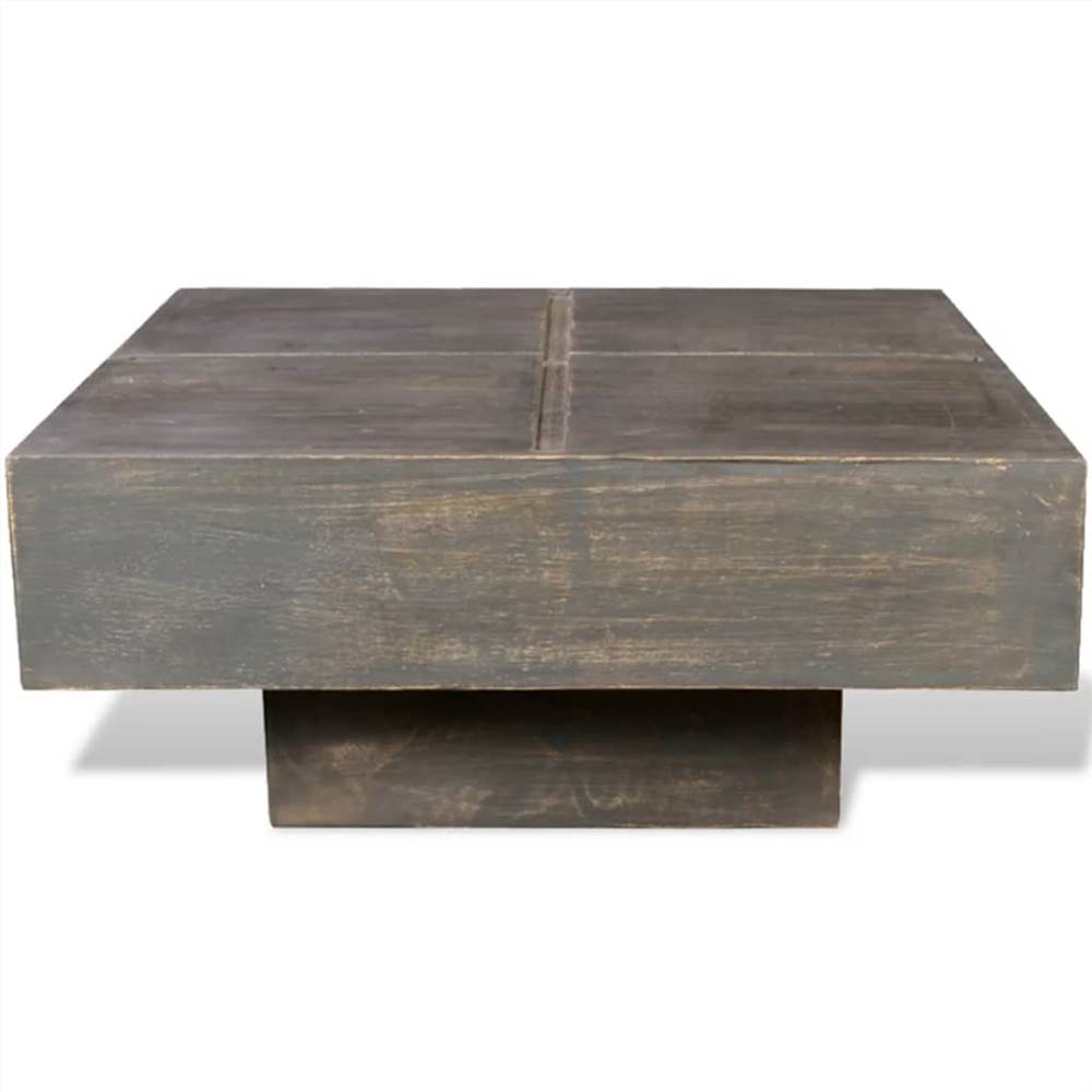 Coffee Table Dark Brown Square Solid Mango Wood