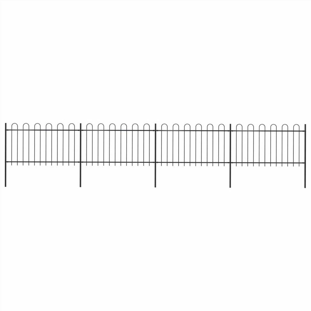 Garden Fence with Hoop Top Steel 6.8x1 m Black