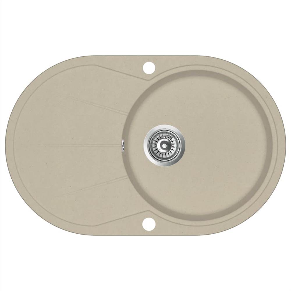 Granite Kitchen Sink Single Basin Oval Beige