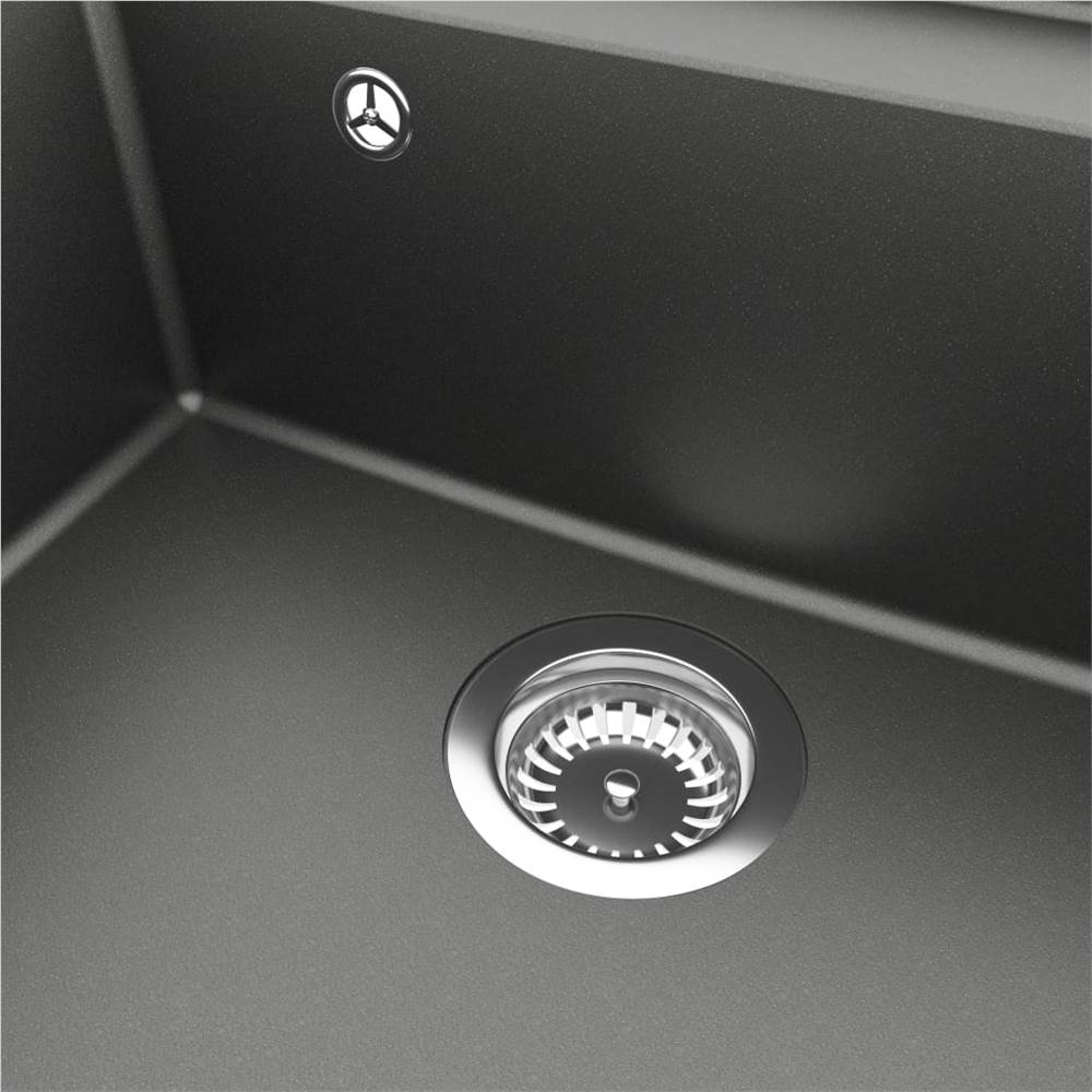 Kitchen Sink with Overflow Hole Grey Granite