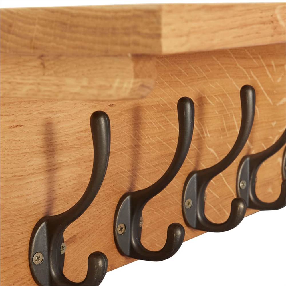 Coat Rack 60x16x16 cm Solid Oak Wood