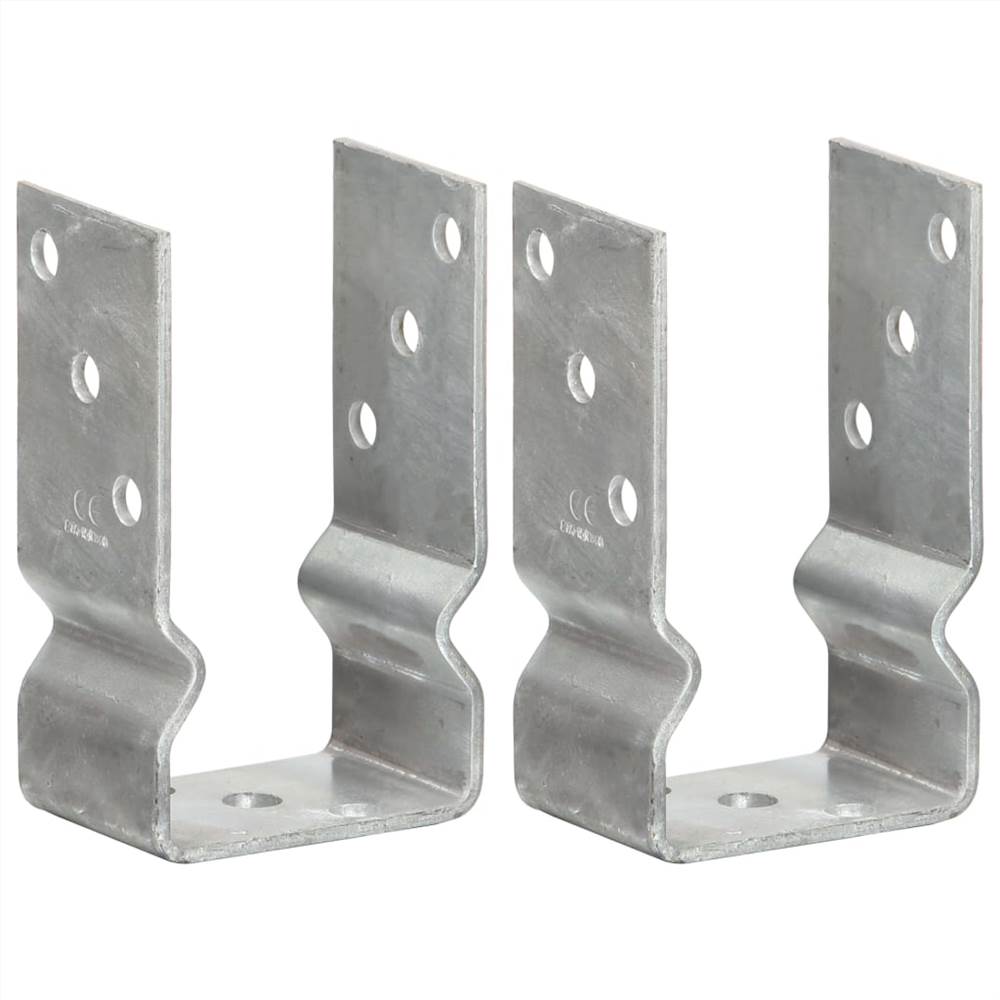 Fence Anchors 2 pcs Silver 8x6x15 cm Galvanised Steel