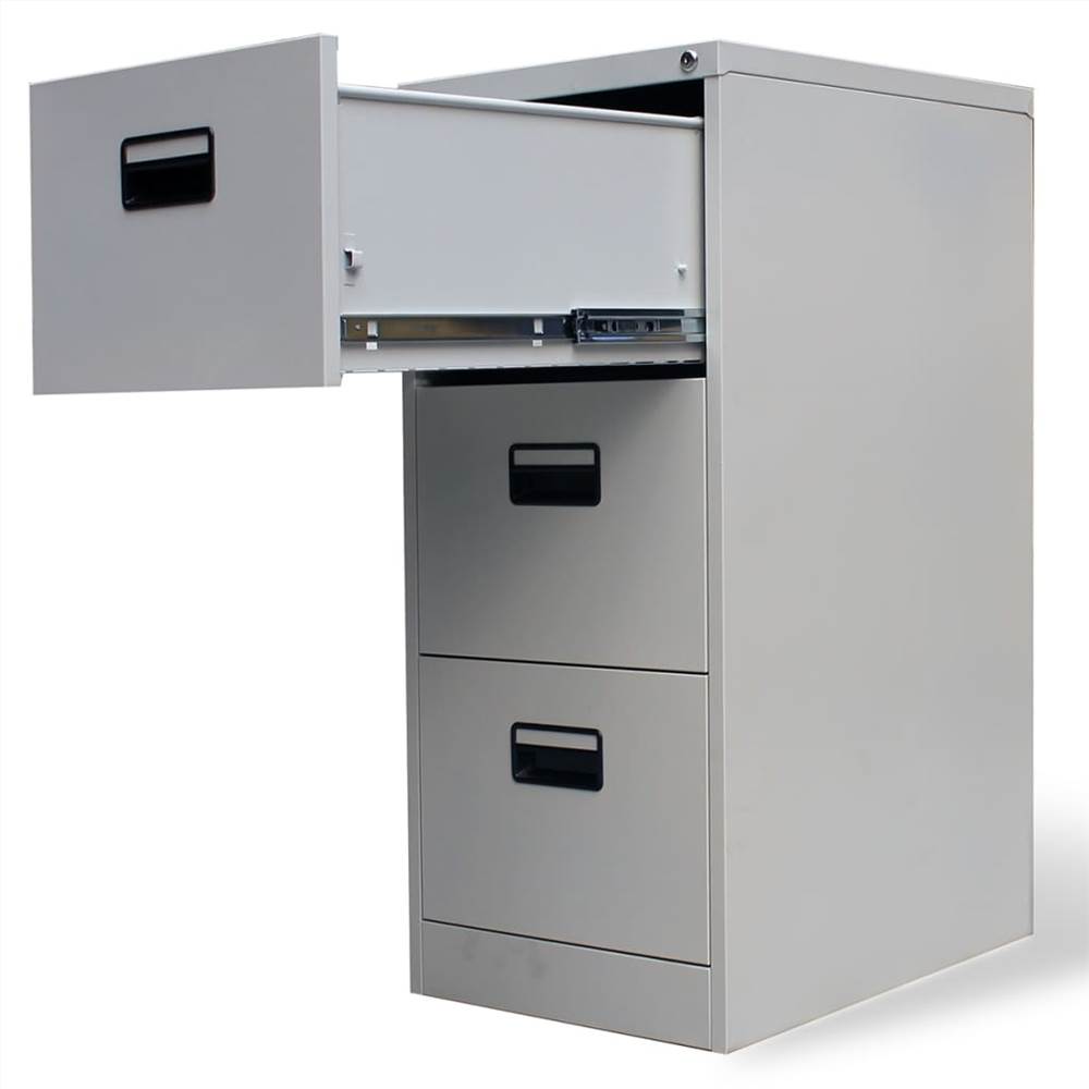 File Cabinet with 3 Drawers Grey 102.5 cm Steel