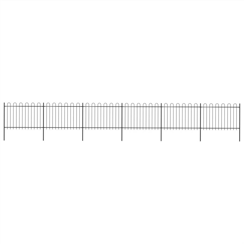 Garden Fence with Hoop Top Steel 10.2x1.2 m Black
