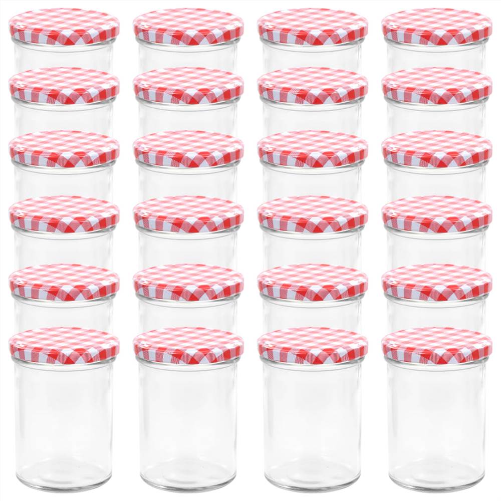 Glass Jam Jars with White and Red Lid 24 pcs 400 ml