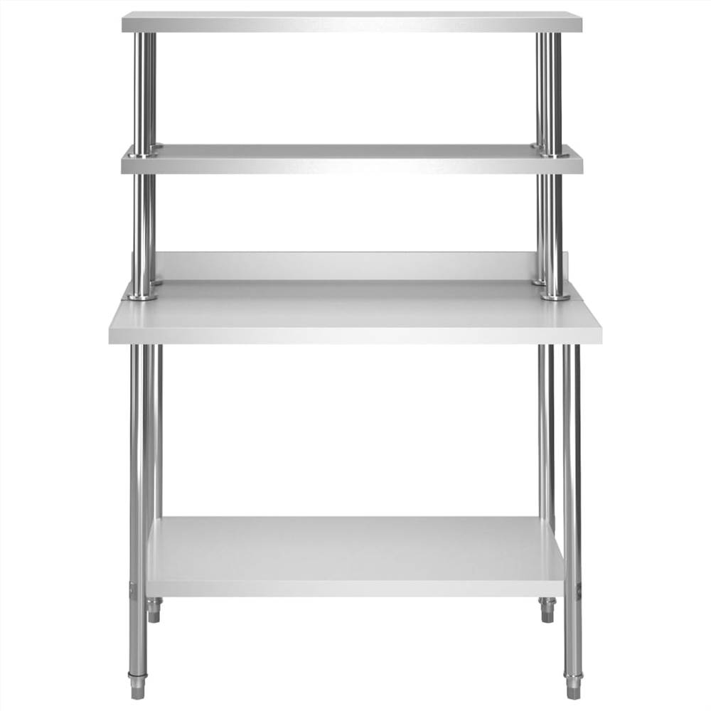 Kitchen Work Table with Overshelf 120x60x150 cm Stainless Steel