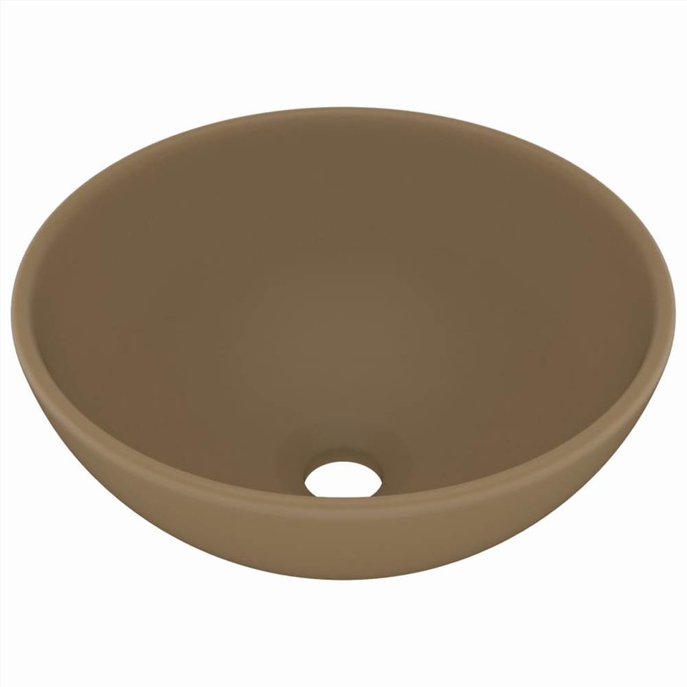 Luxury Bathroom Basin Round Matt Cream 32.5x14 cm Ceramic