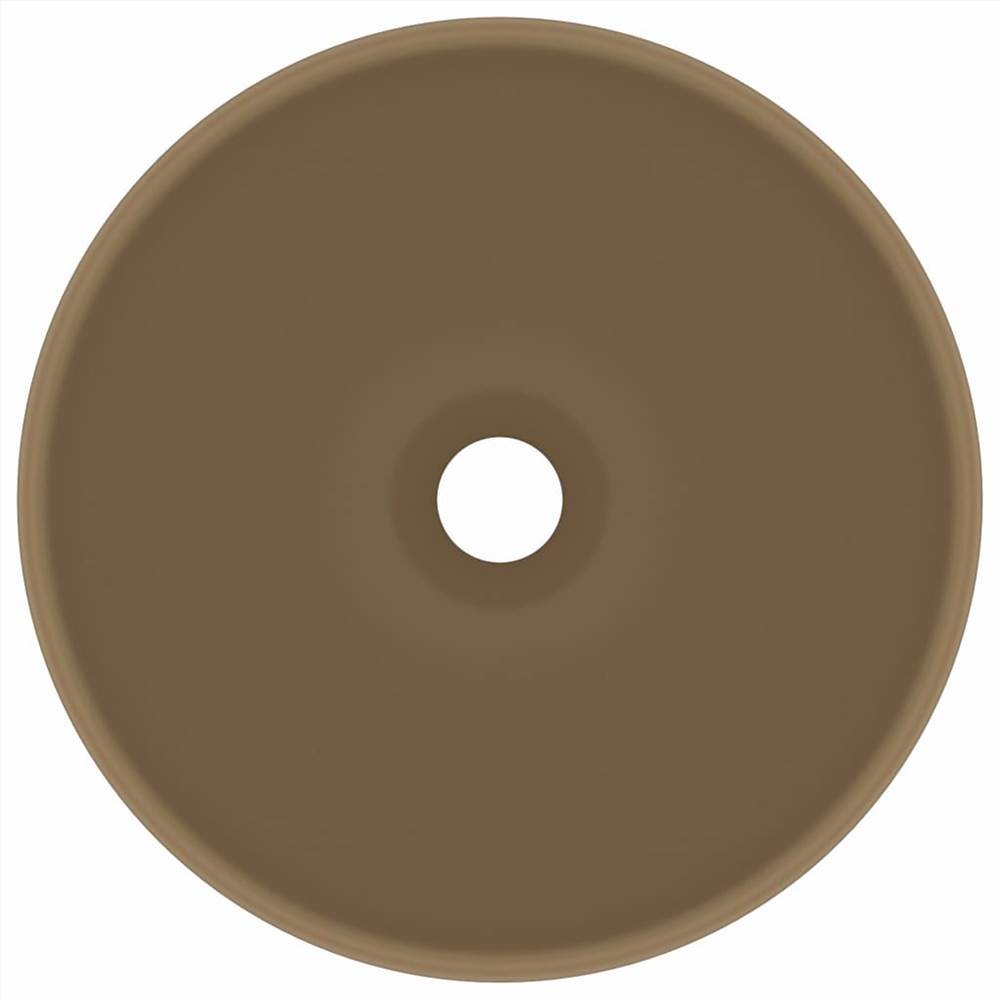 Luxury Bathroom Basin Round Matt Cream 32.5x14 cm Ceramic