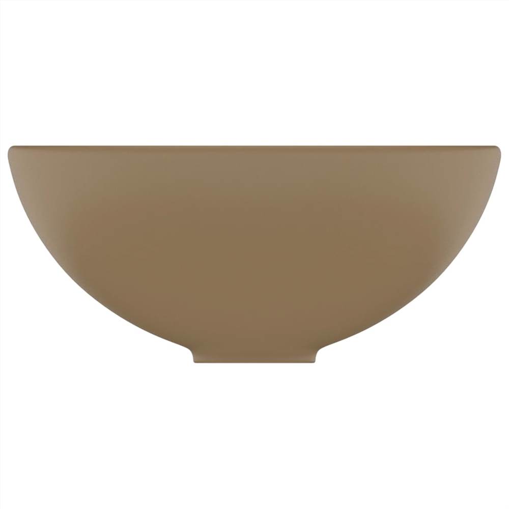 Luxury Bathroom Basin Round Matt Cream 32.5x14 cm Ceramic