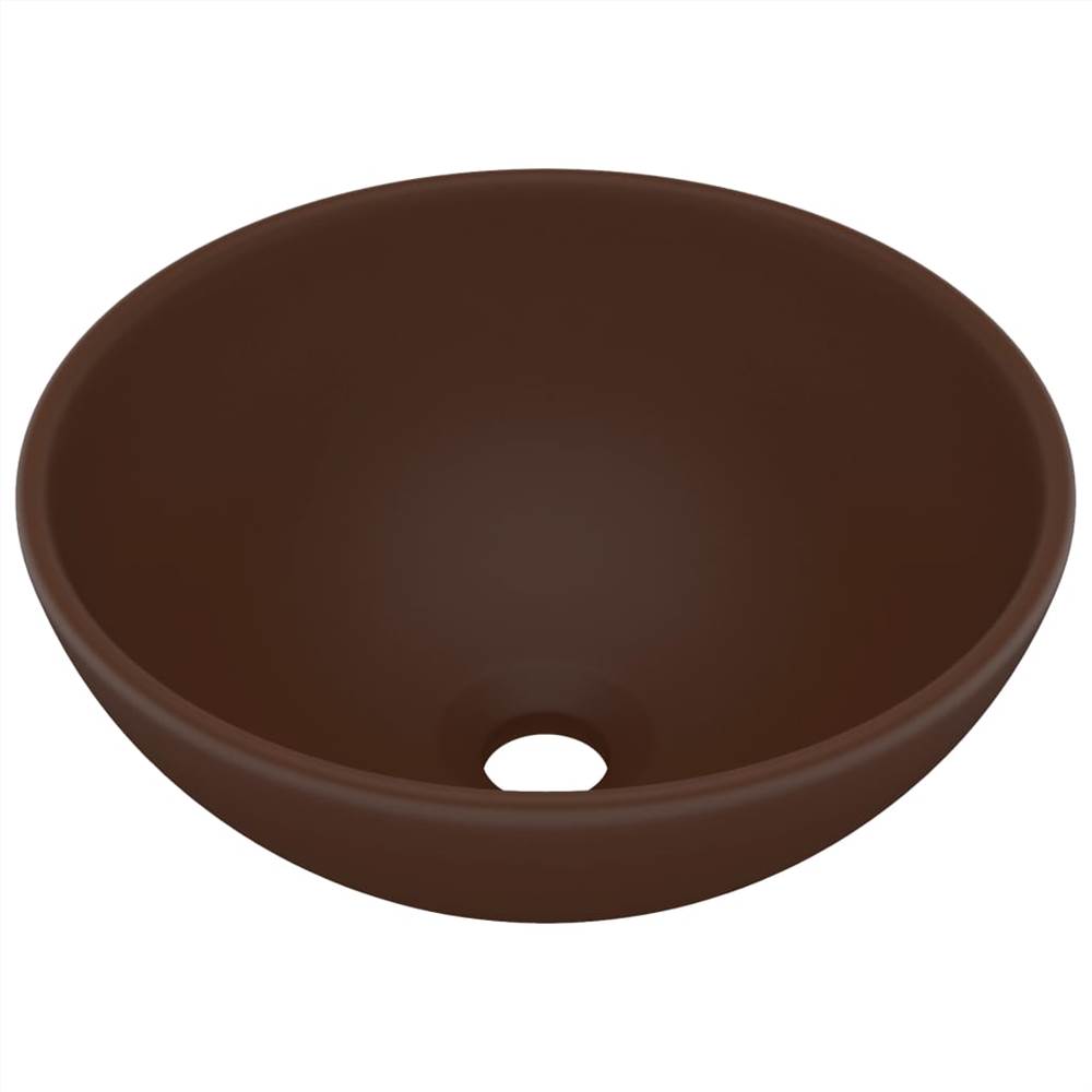 Luxury Bathroom Basin Round Matt Dark Brown 32.5x14 cm Ceramic