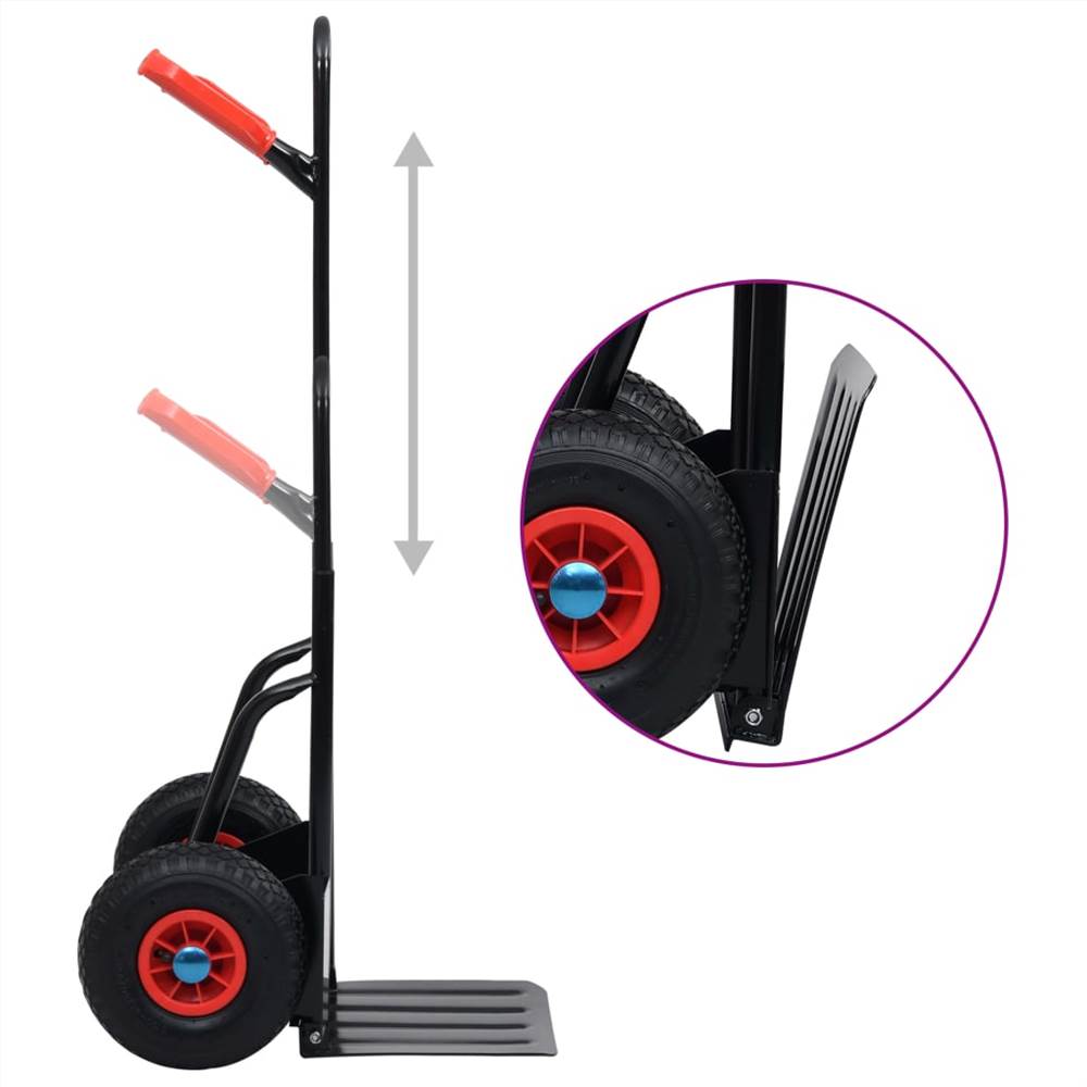 Telescopic Hand Trolley 200 kg Black and Red