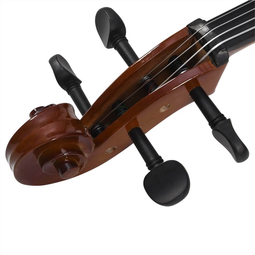 Cello Full Set with Bag and Natural Hair Bow Dark Wood 4/4