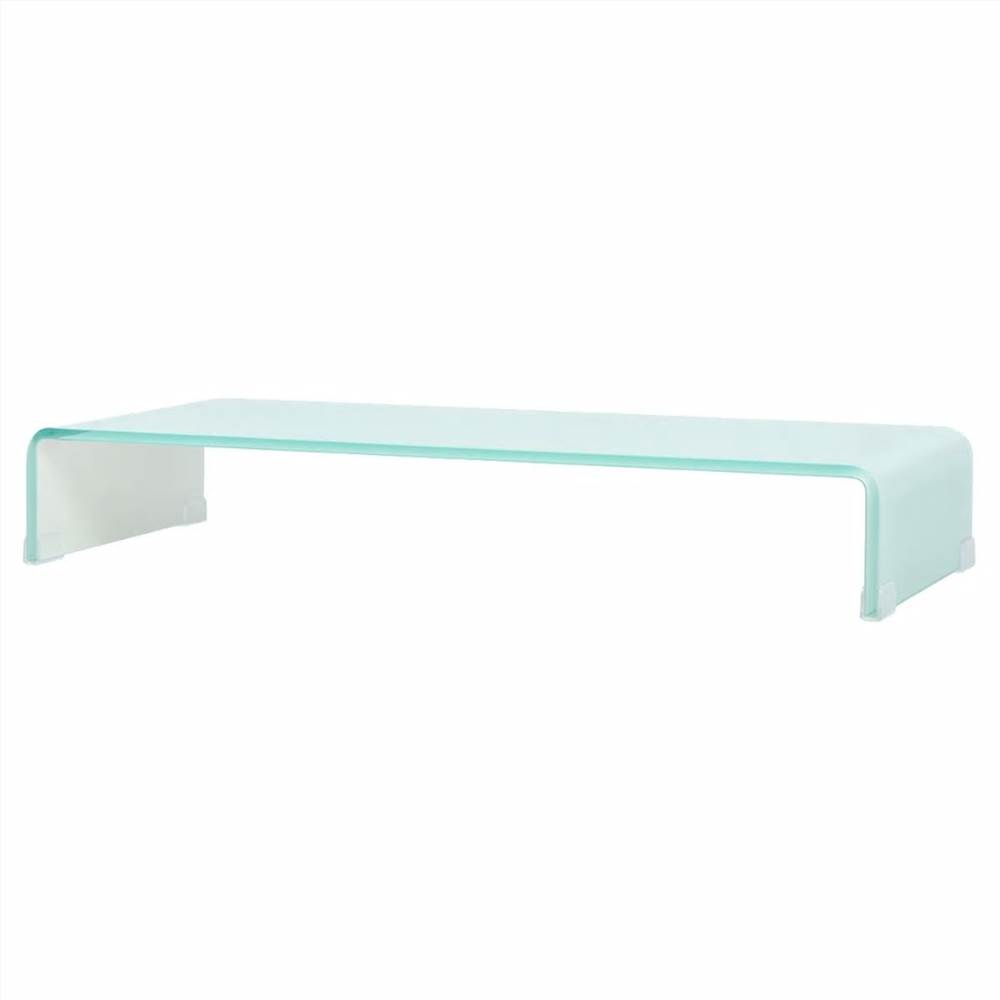 TV Stand/Monitor Riser Glass White 90x30x13 cm