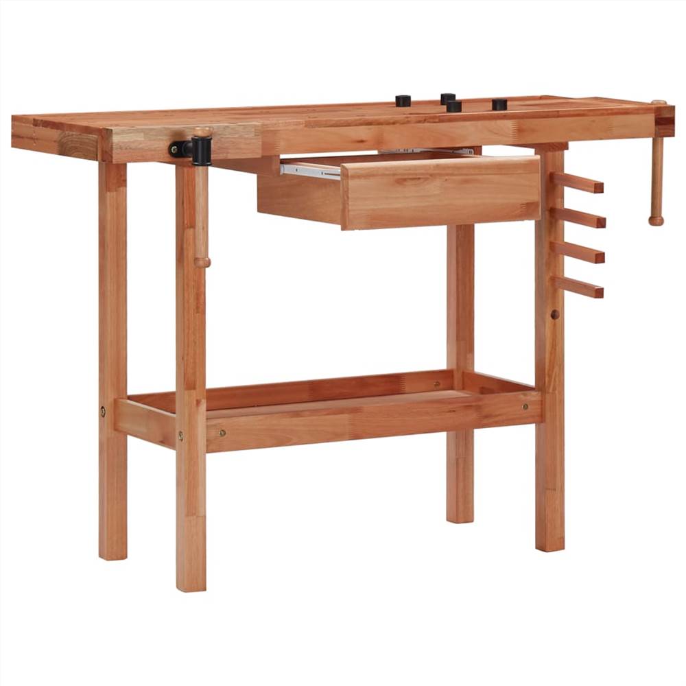 Carpentry Workbench with Drawer and 2 Vices Hardwood