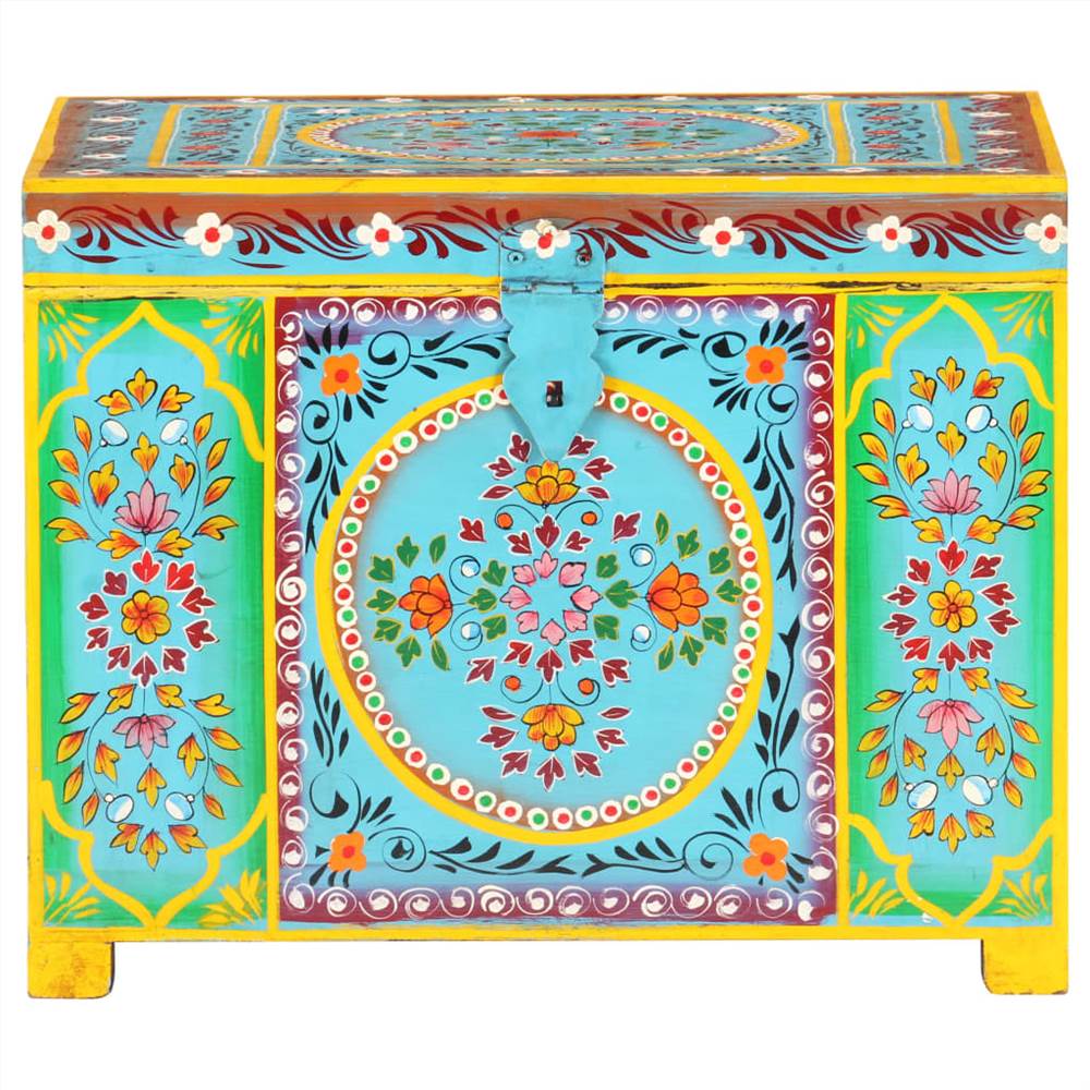 Hand Painted Storage Box 50x40x40 cm Solid Mango Wood