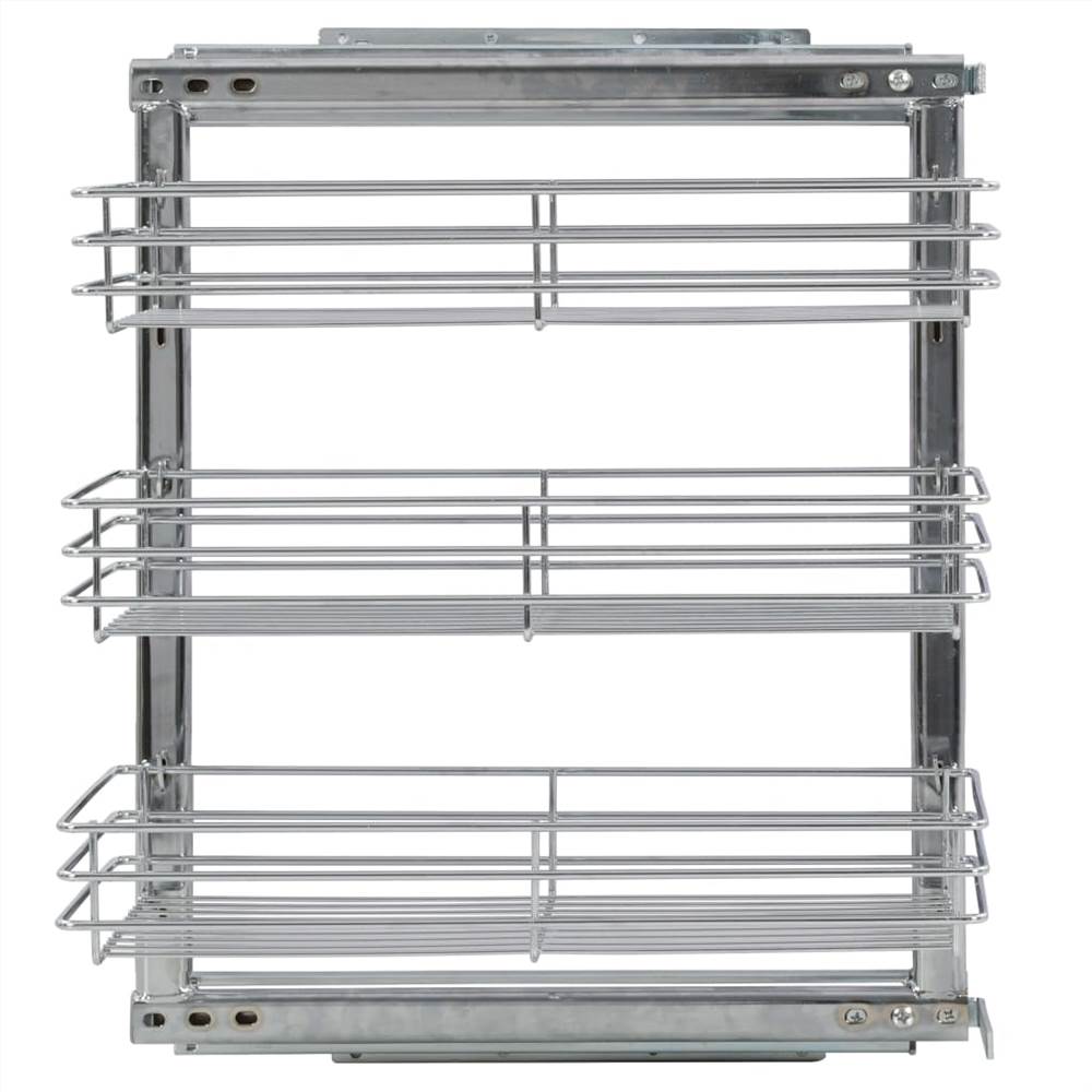 3-Tier Pull-out Kitchen Wire Basket Silver 47x25x56 cm
